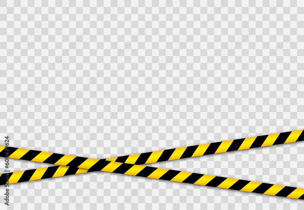 Barrier warning tape on transparent background. Vector illustration ...