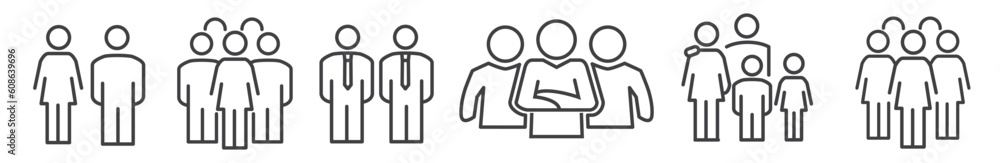 Collection of business people and partnership Vector Line Icons ...