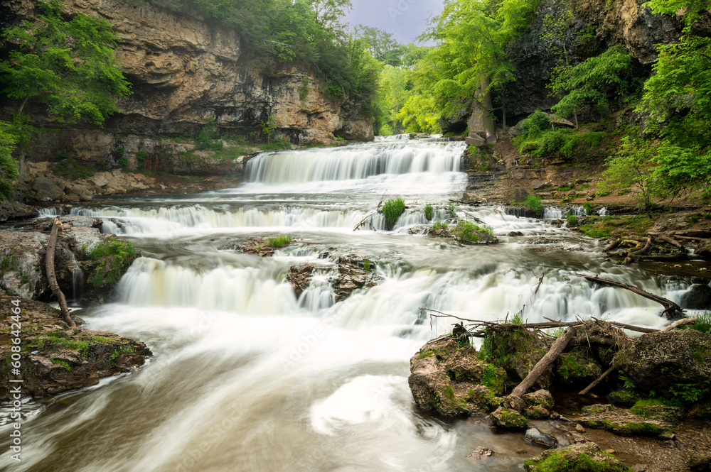 waterfall in the forest, Scenic spot in St. Croix County, Wisconsin ...