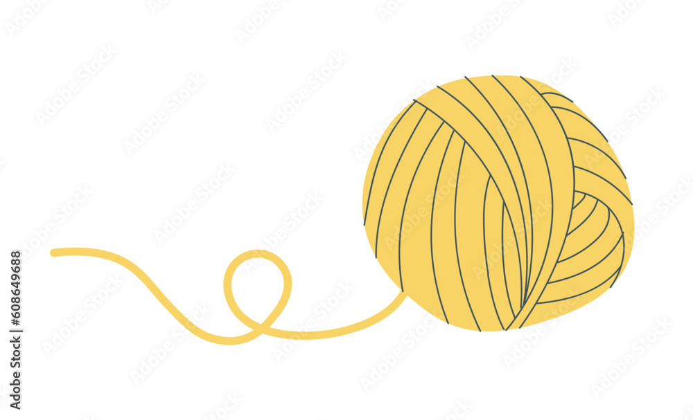 Cats yellow wool ball concept. Toy for domestic animal in sphere shape ...