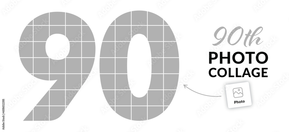 90 photo collage. 90th birthday or 90th anniversary picture collage ...