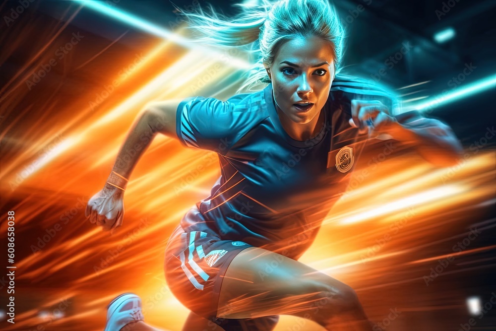Speedster Woman Soccer Player Running | Beautiful Blond Hair in Ad ...