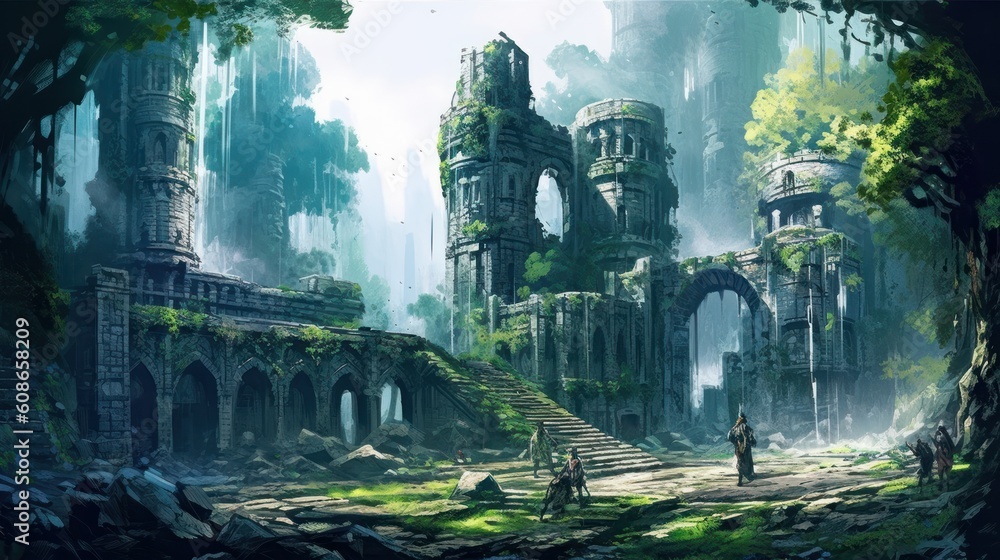 Fantasy Ruins Artwork Stock Illustration | Adobe Stock