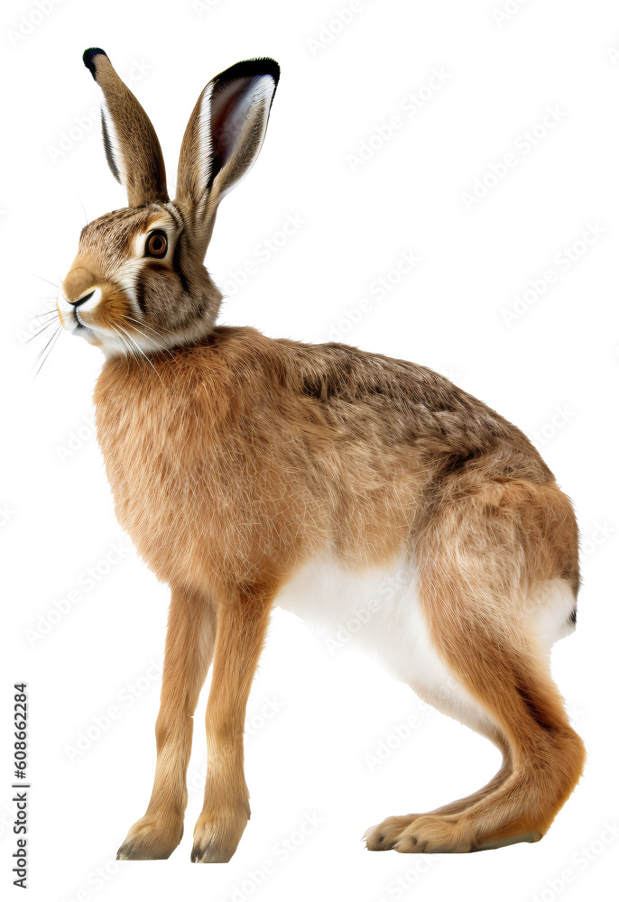 Hare isolated on the transparent background PNG. AI generative. Stock ...