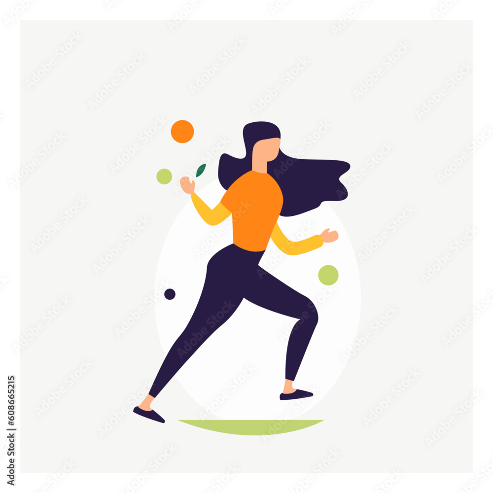 animated girl is running for athlete competition vector illustration ...