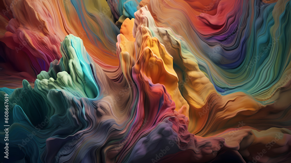 Abstract 3d render in the style of intensely colorful figuration ...