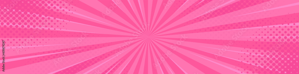 Sun rays background. Pink comic book pop art strip radial. Stock Vector ...
