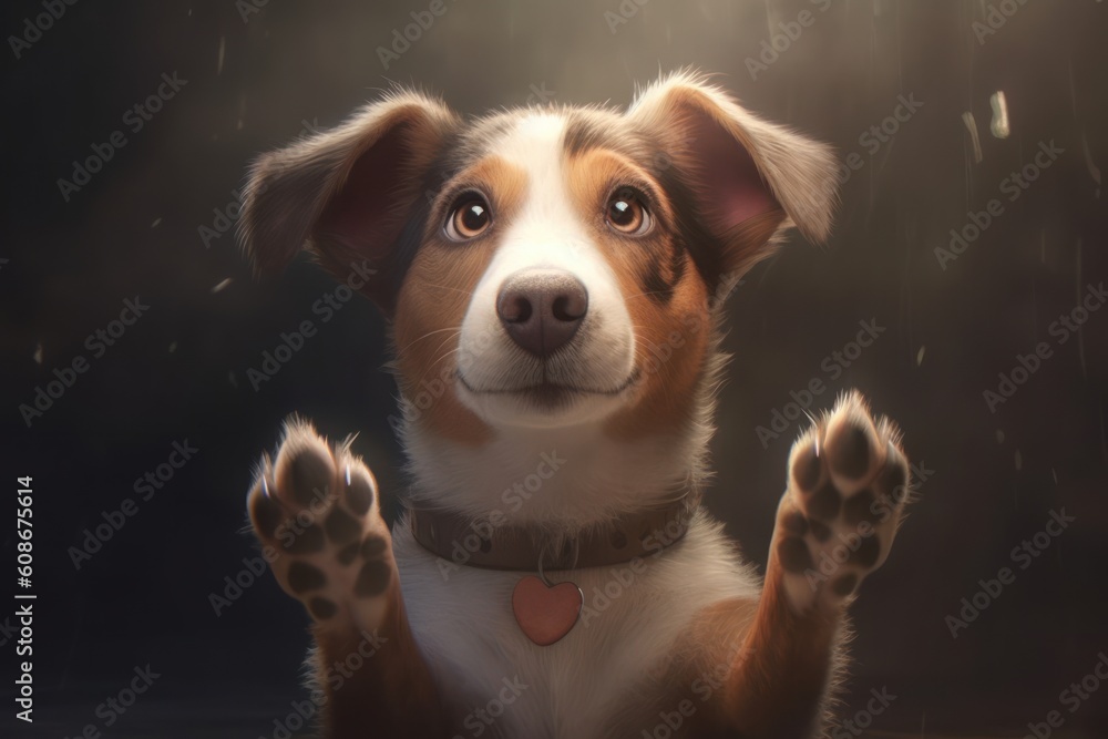Cute dog begging with paws. Generative AI Stock Illustration | Adobe Stock