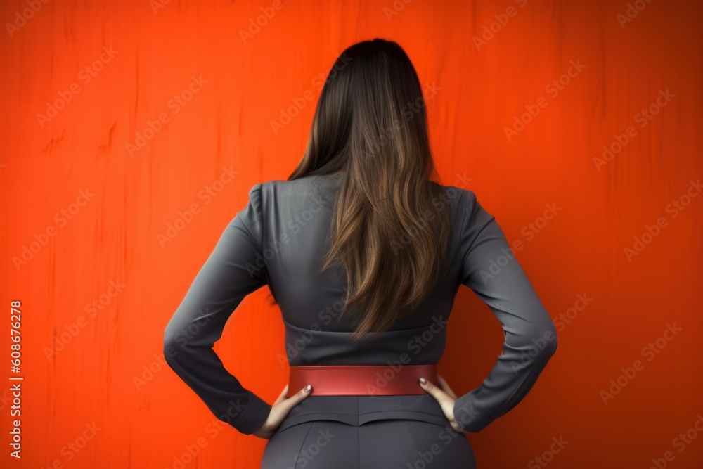 Woman showing her back of slim waist. Beautiful slim woman. Generative ...