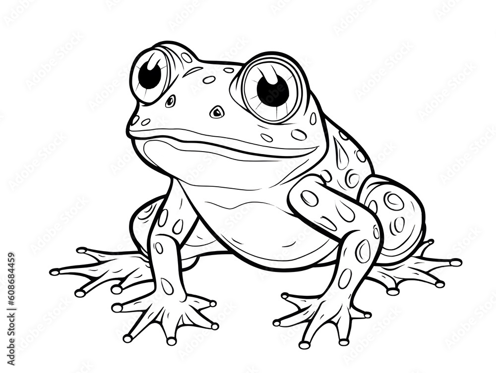 Simple line art of a cute frog. Especially for coloring book ...