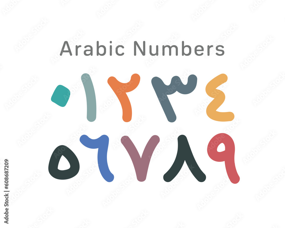 Arabic numbers vector set, Islamic numeral isolated on white background ...