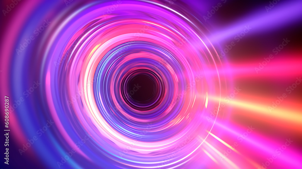 Shining image of the future: Abstract neon rainbow on a black ...