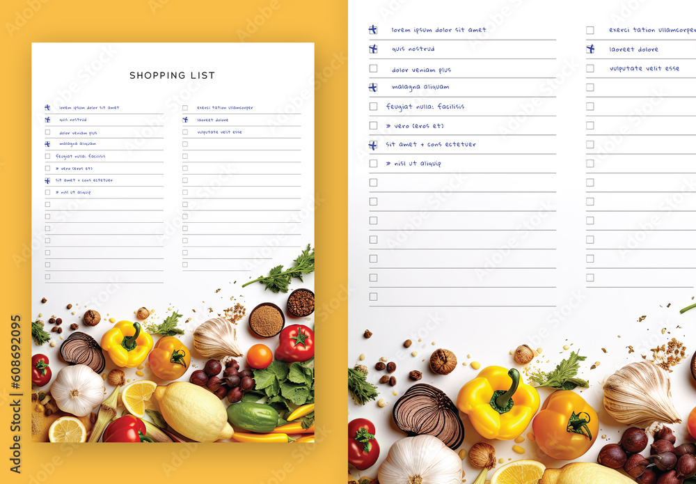 Shopping List Layout With Checkboxes And Generative Ai Stock Template ...