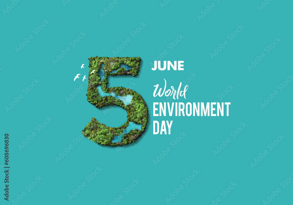 Beat plastic pollution - World Environment day 2023 3D concept. Happy Environment day, 05 June ...