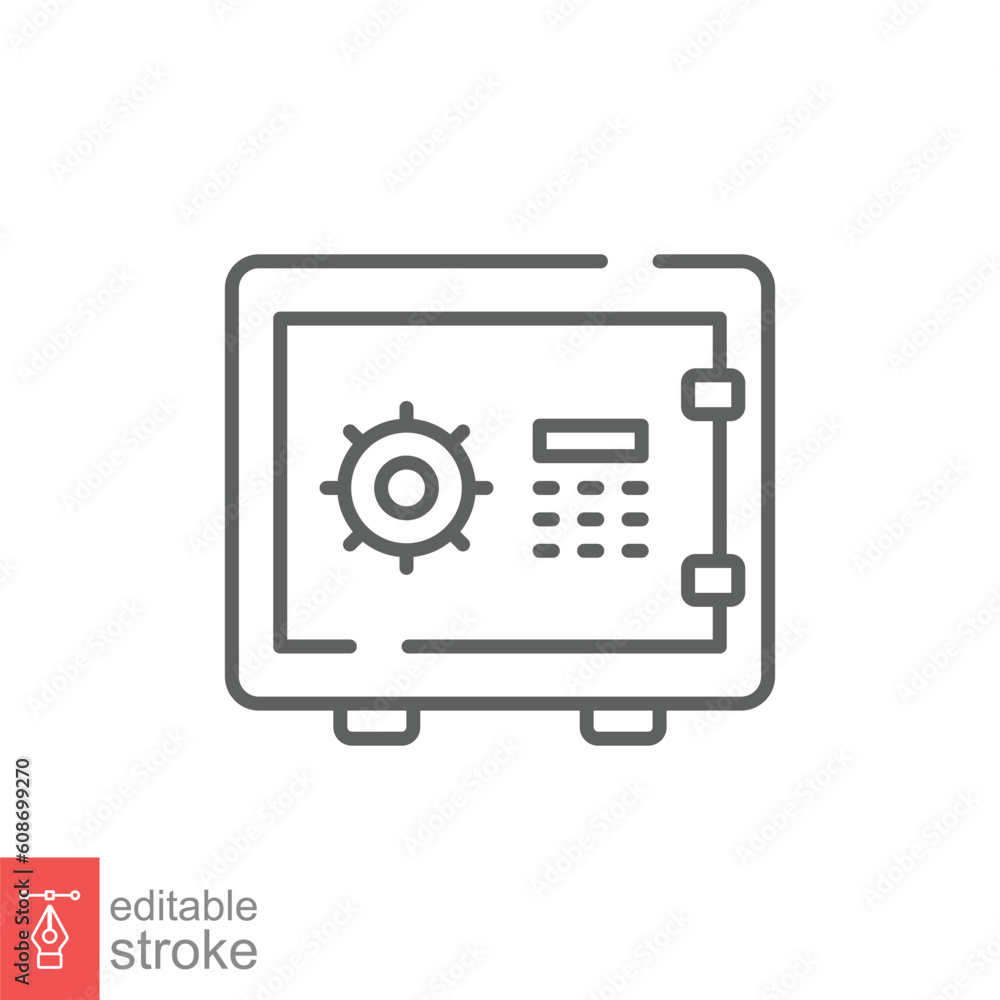 Safe box icon. Simple outline style. Safety, vault, money deposit, bank ...