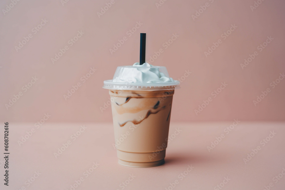 Simple minimalist beautiful beverage, Iced Mocha Latte, natural warm ...