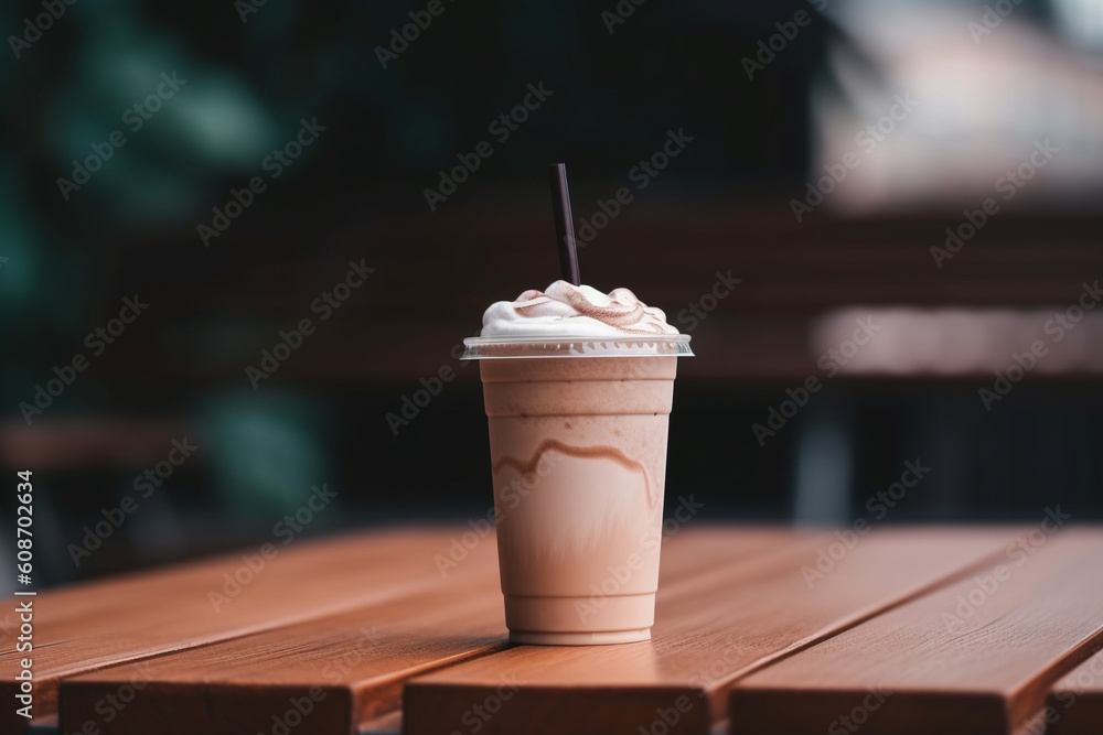 Simple minimalist beautiful beverage, Iced Mocha Latte, natural warm ...