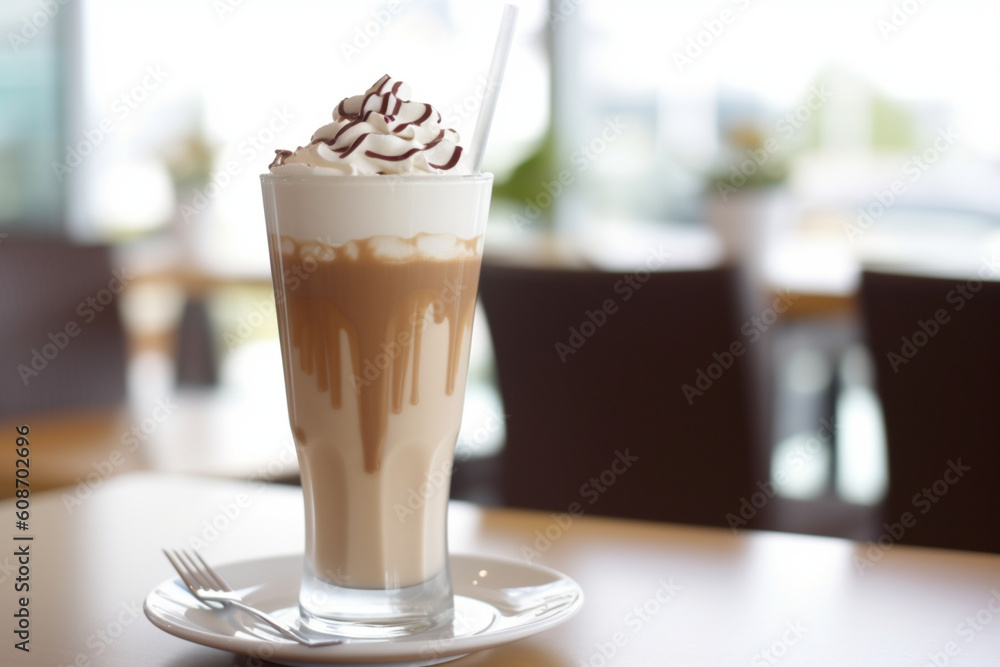 Simple minimalist beautiful beverage, Iced Mocha Latte, natural warm ...