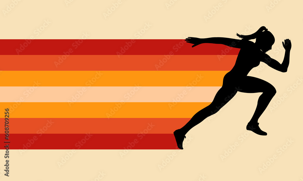 Sprinting Woman Vector Silhouette Sprint Fast Run Runner Starts