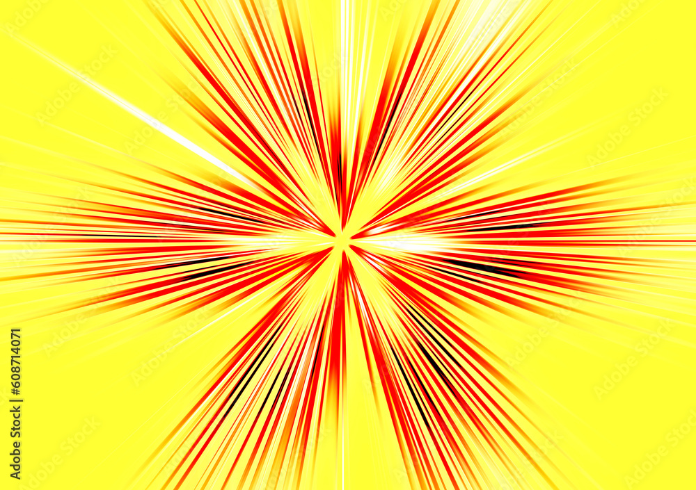 Abstract surface of blur radial zoom in red tones on a yellow ...