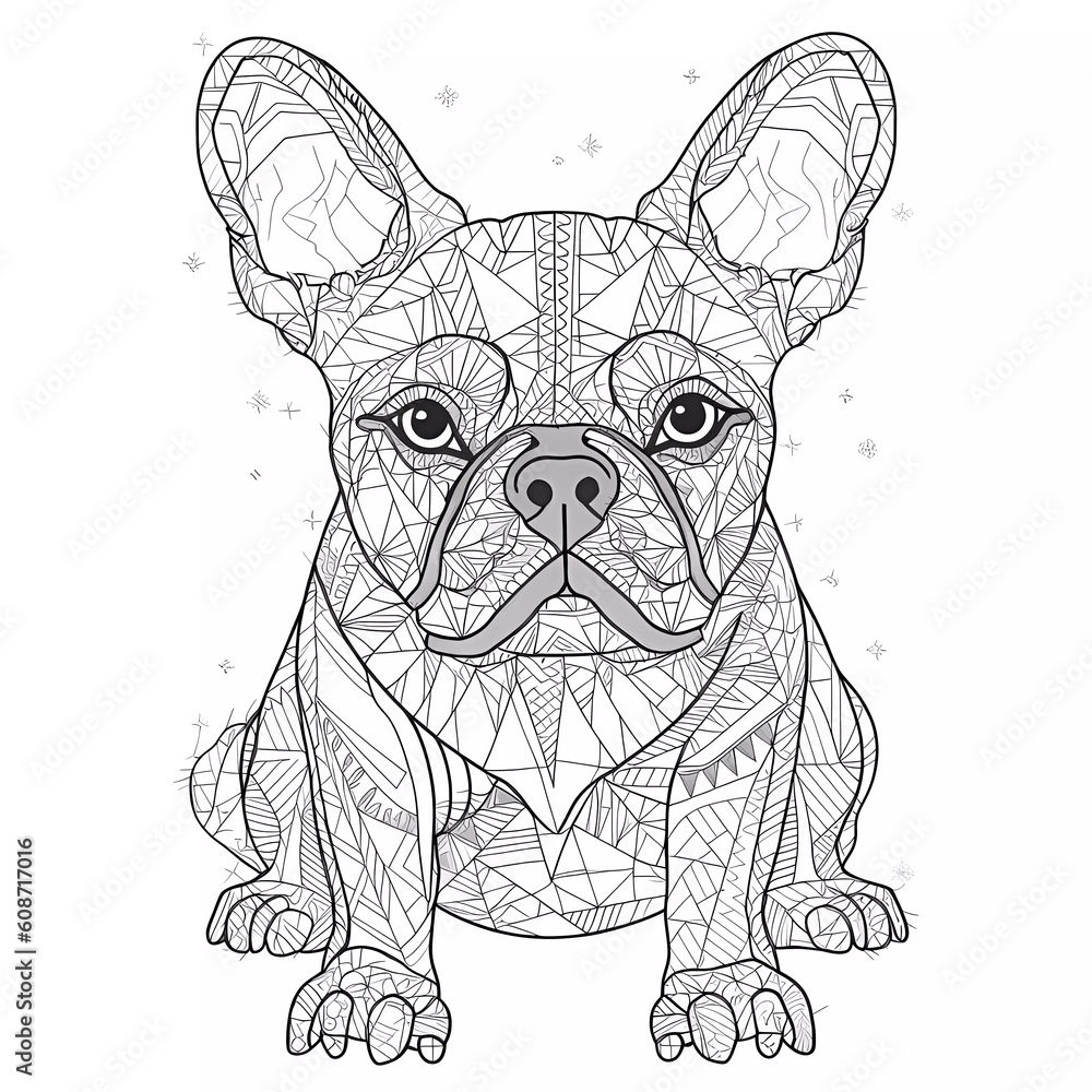 Cute french bulldog outline, zentangle Stock Illustration | Adobe Stock