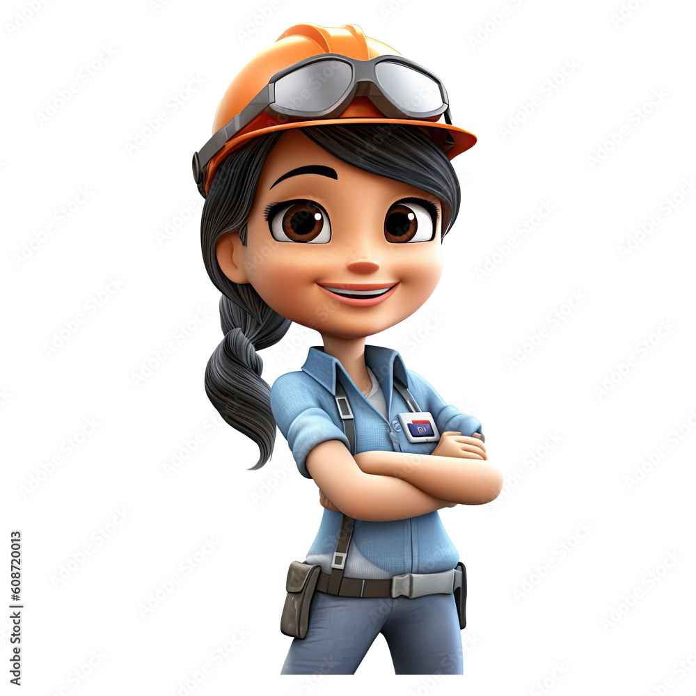 3D cartoon engineer on transparent background. Generative AI Stock ...