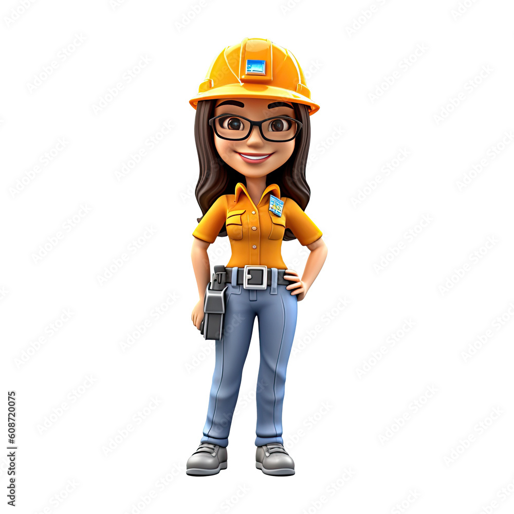 3D cartoon engineer on transparent background. Generative AI Stock ...