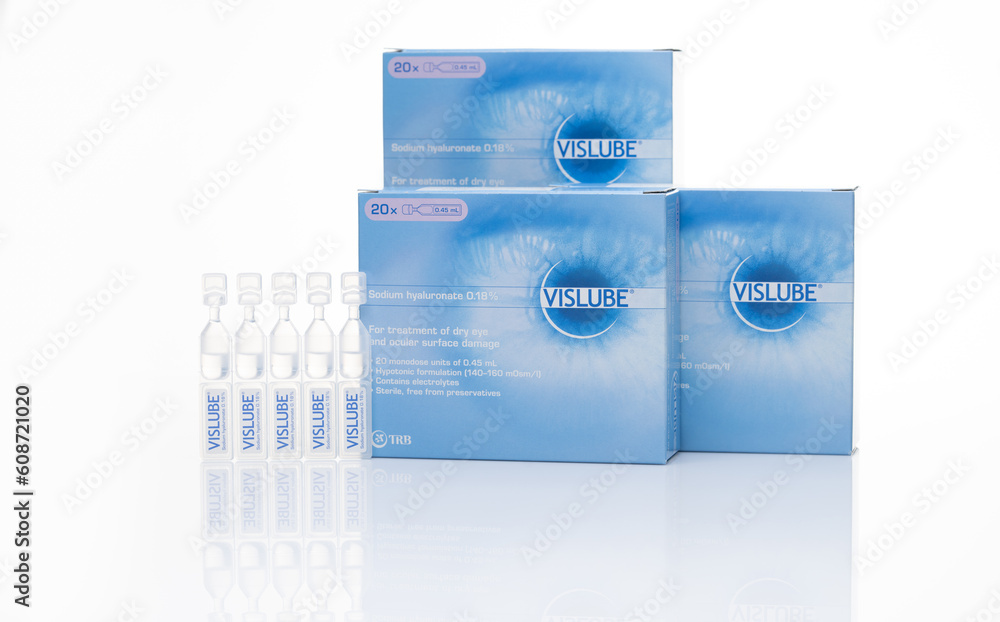 CHONBURI, THAILAND-MAY 3, 2023: Vislube artificial tears. Lubricating ...