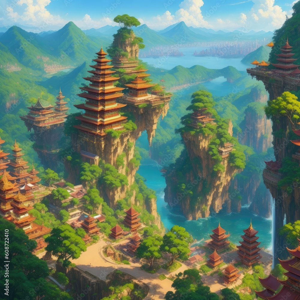 Generative Ai, Ai generated art, beautiful asian island, beautiful ...