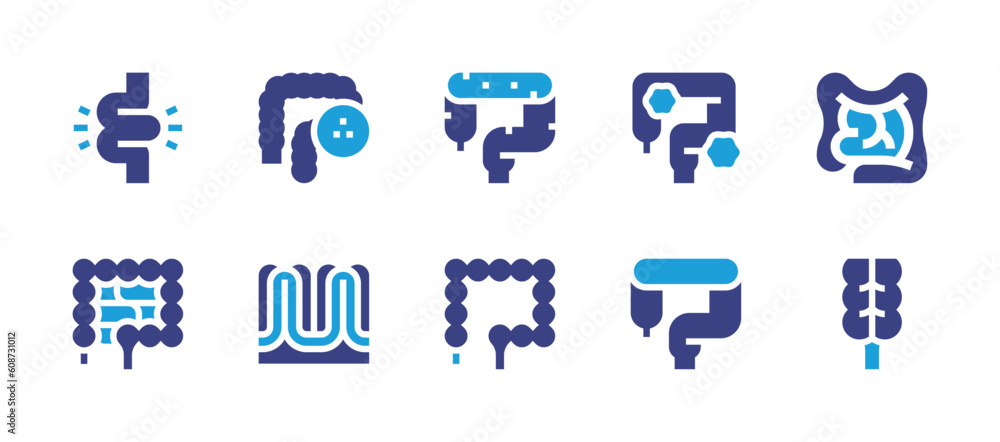 Intestine icon set. Duotone color. Vector illustration. Containing ...