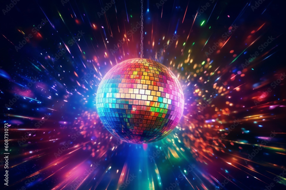 Sparkling disco ball. Night party, colorful. Generative AI Stock ...