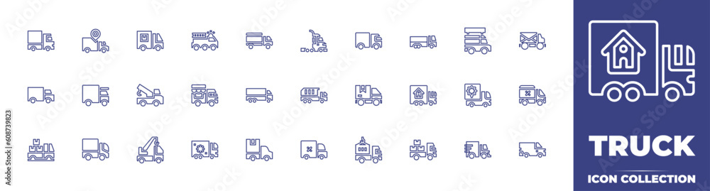 Truck line icon collection. Editable stroke. Vector illustration ...