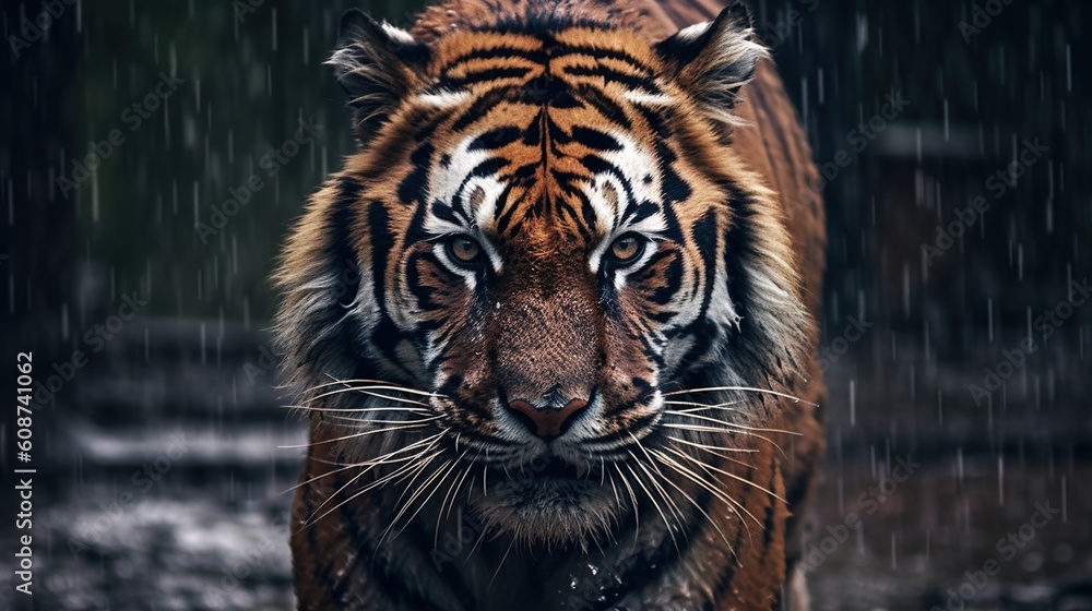 High definition photos of ferocious animals, tigers，AI Generated Stock Illustration | Adobe Stock