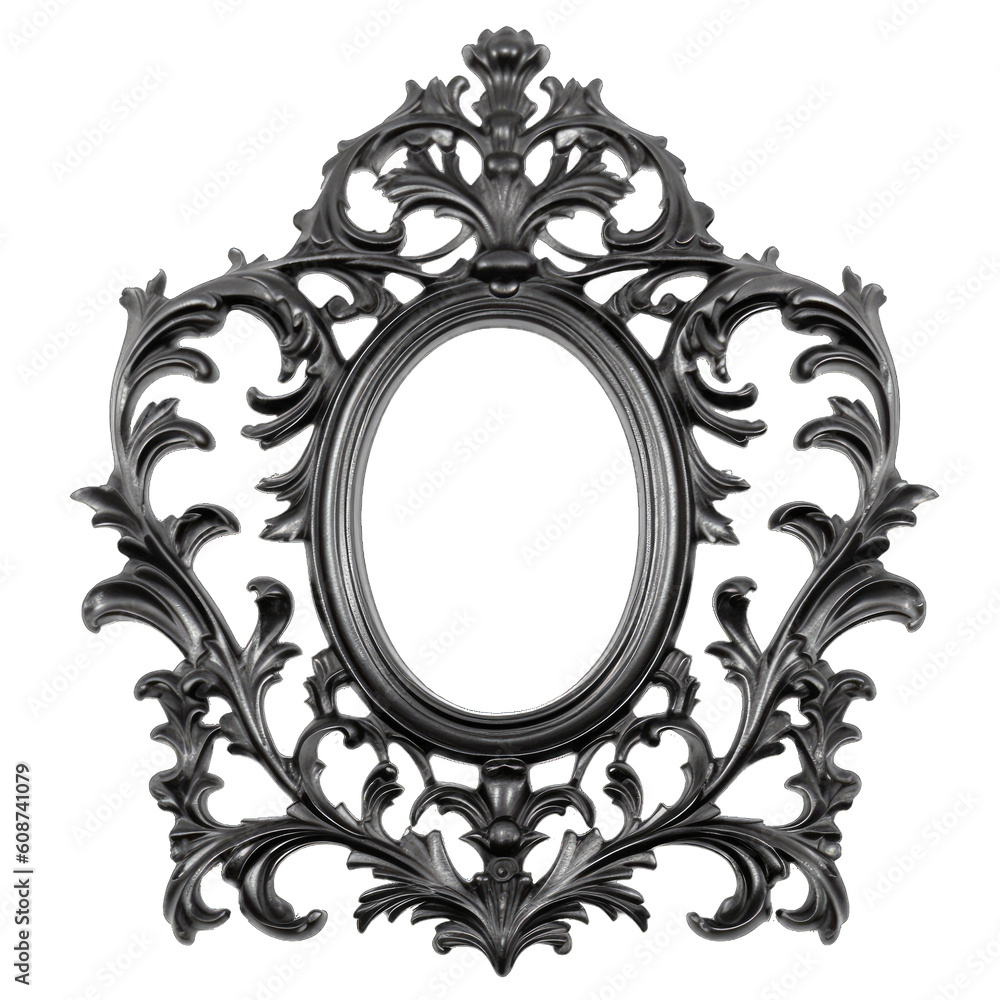 Black baroque frame isolated on transparent background. Gothic frame ...