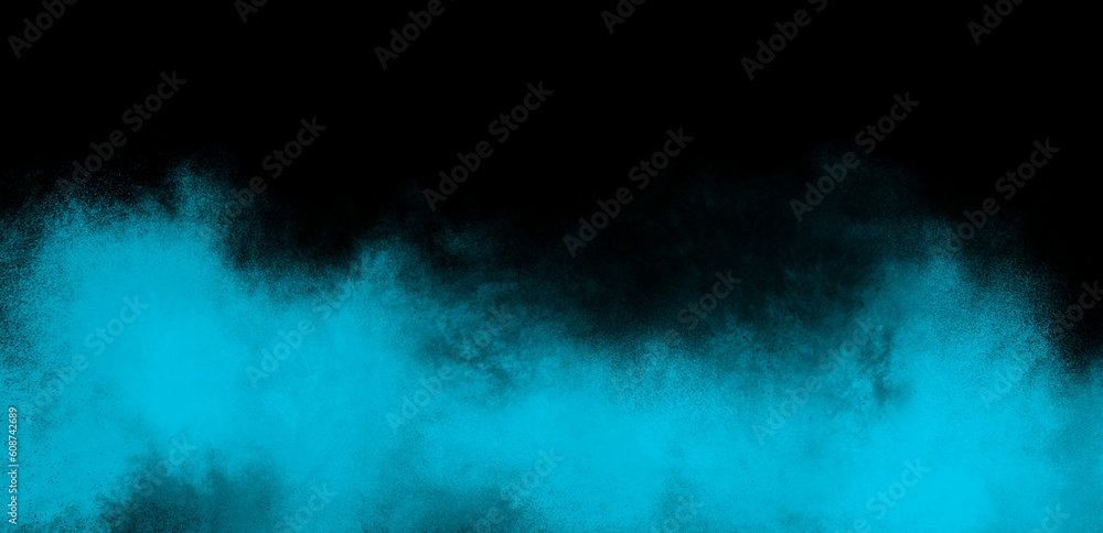 Turquoise color powder explosion isolated on black background. Royalty ...