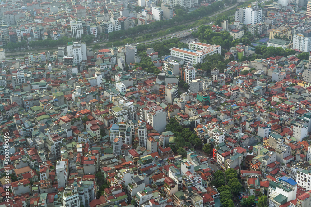 Aerial view of Hanoi Downtown Skyline, Vietnam. Financial district and ...