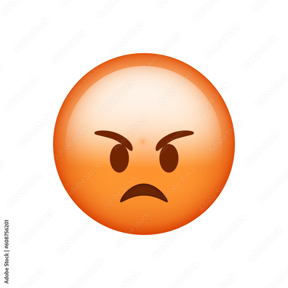 Pouting Face Emoji isolated on white background. Iphone Whatsapp Emojis ...