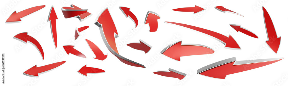 3D Red Arrows with white borders for design of the Thumbnails ...