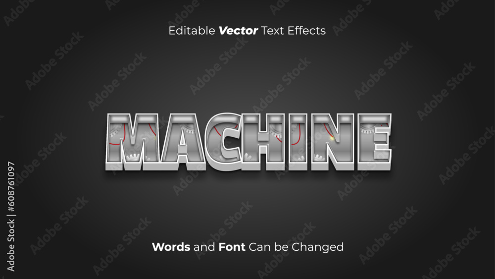 Editable Machine Vector Text Effect with Gears and Electric Cables ...