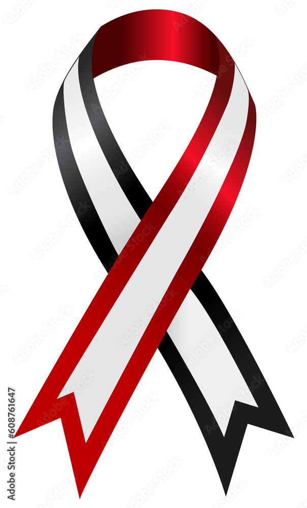 Red and black awareness ribbon represent important movements and causes ...