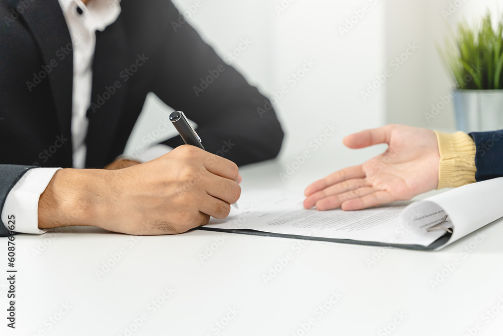 client signing in contract document agreement after closing business ...