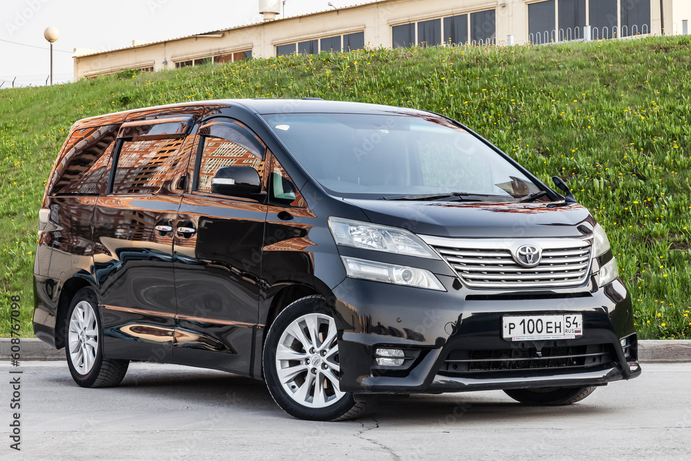 Front View of Toyota Vellfire japanese luxury minivan car in black ...