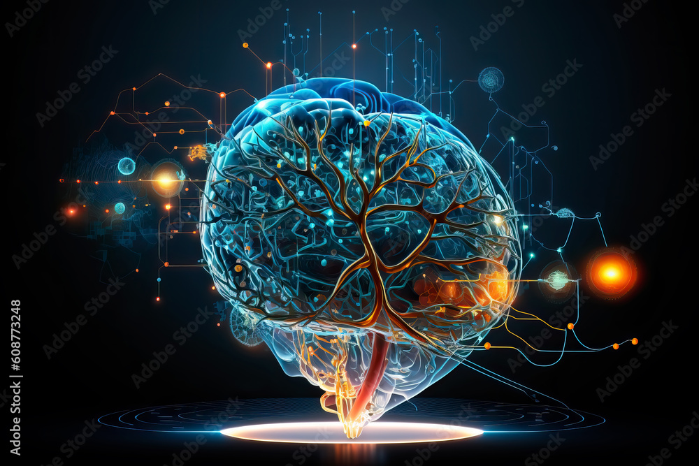 Abstract Futuristic human brain. Medical technology and futuristic ...