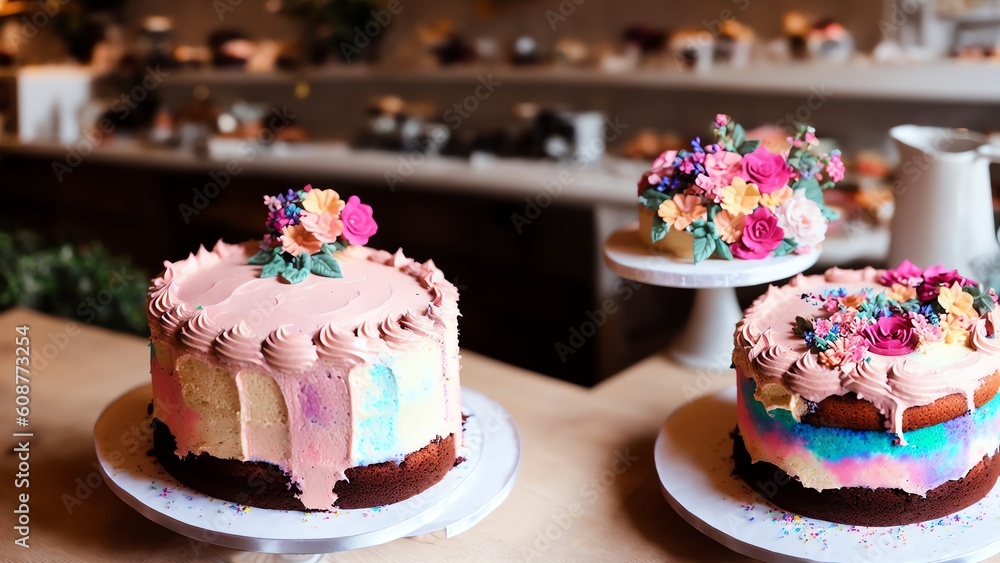 Boho Cake Clipart. Watercolor Birthday Cake Set. Dessert Clipart. Sweet ...