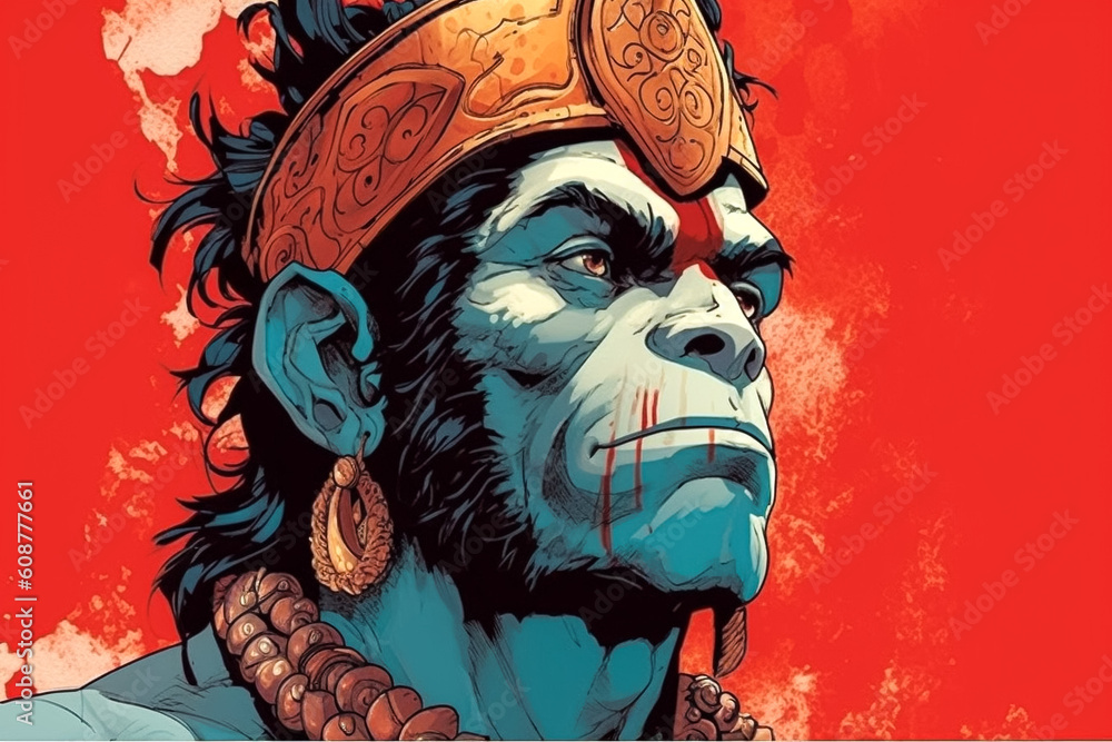 portrait of lord hanuman Stock Illustration | Adobe Stock