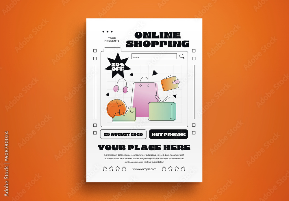 Flat Design Online Shopping Flyer Layout Stock Template | Adobe Stock