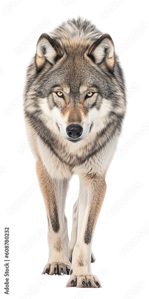 a Timberwolf full body in an aggressive stance, frontal view in a ...