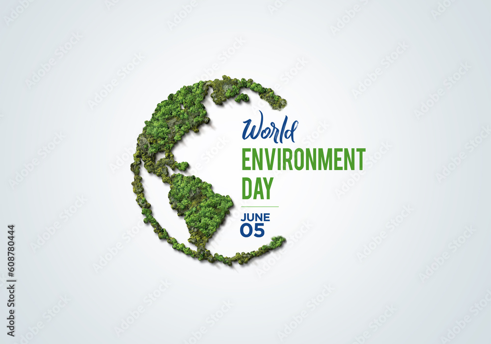 ภาพประกอบสต็อก World Environment day concept 3d design 2023. Happy ...