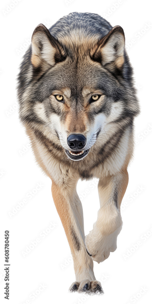 a Timberwolf full body in an aggressive stance, frontal view in a ...