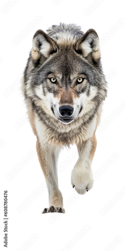 a Timberwolf full body in an aggressive stance, frontal view in a ...
